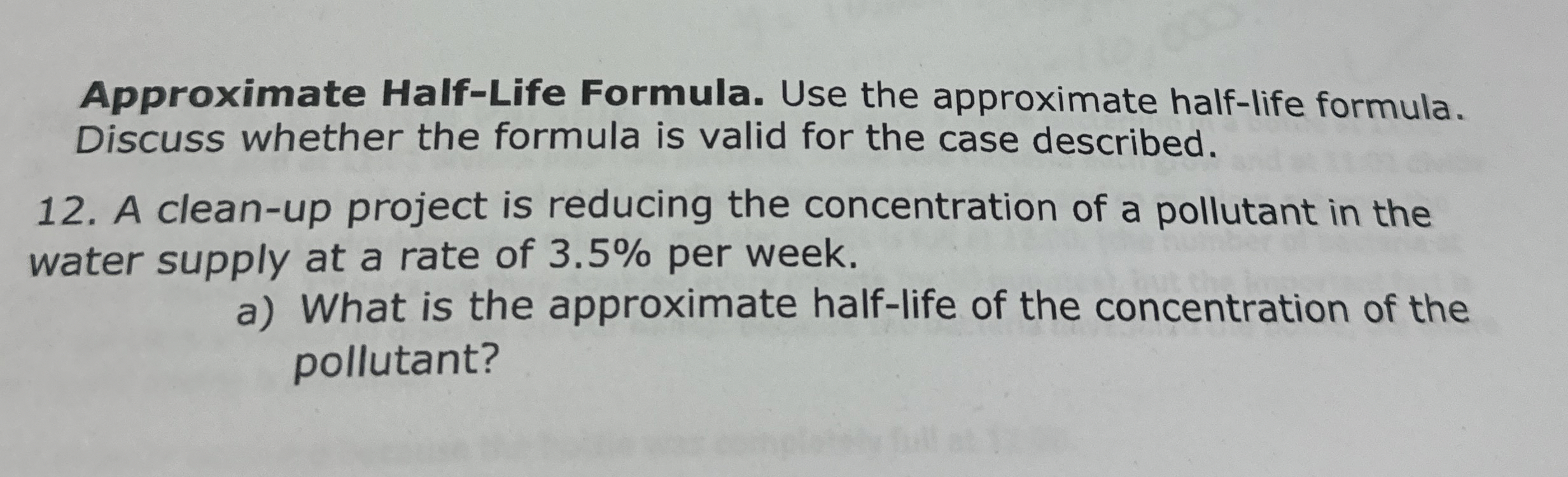 Solved Approximate Half-Life Formula. Use the approximate | Chegg.com