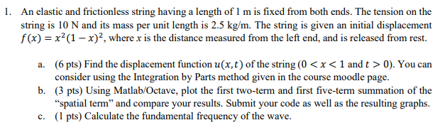 Solved 1. An elastic and frictionless string having a length | Chegg.com
