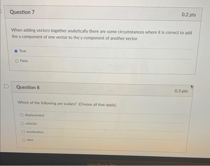 Solved When adding vectors together analytically there are | Chegg.com