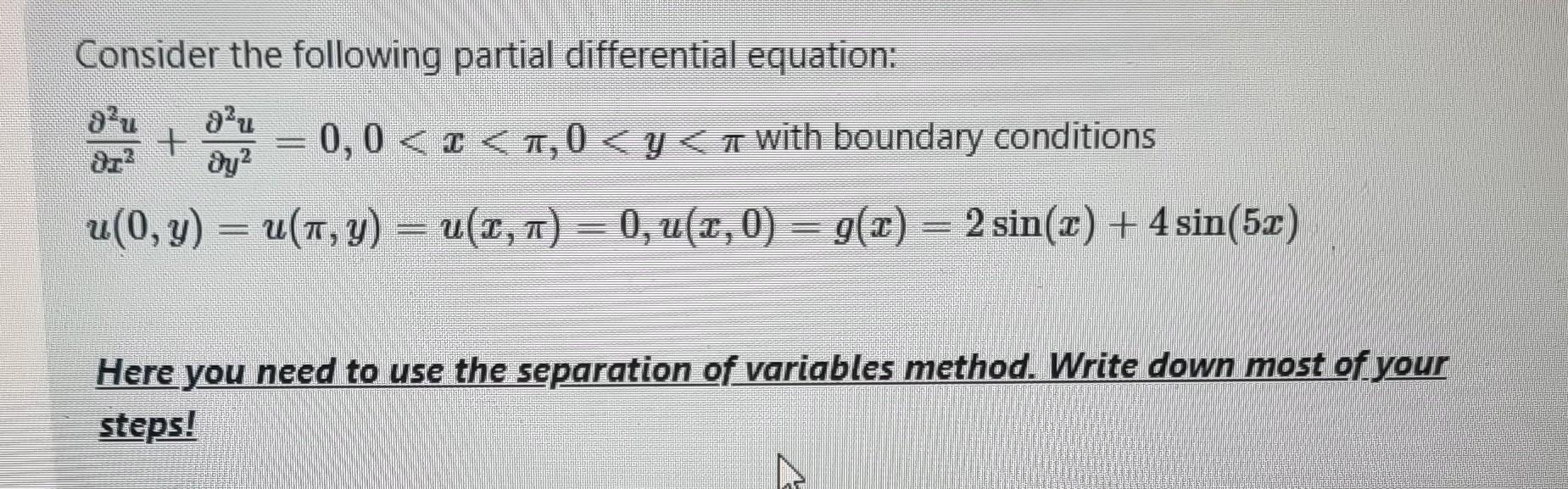 Solved Consider the following partial differential equation: | Chegg.com