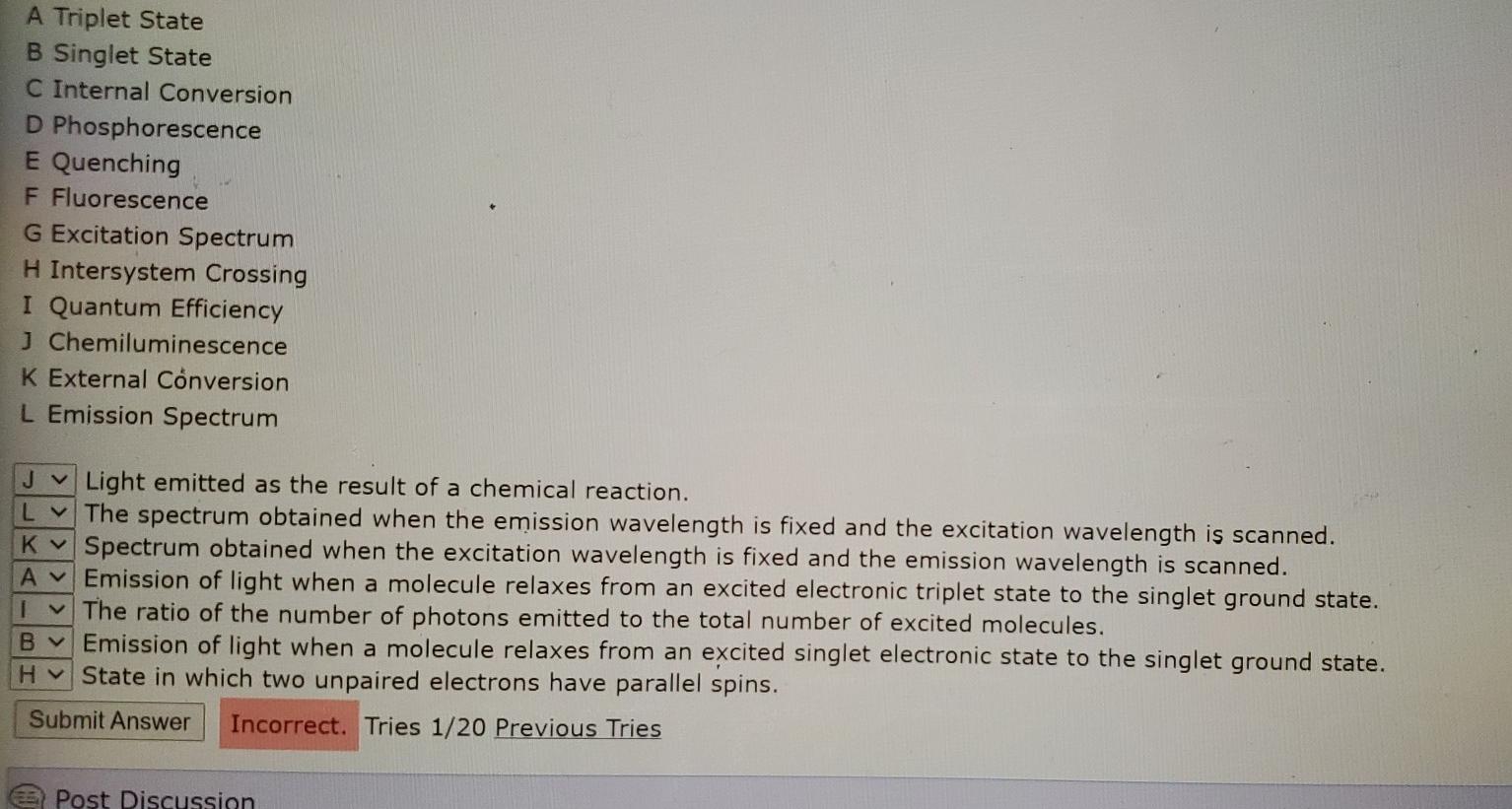 Solved A Triplet State B Singlet State C Internal Conversion | Chegg.com