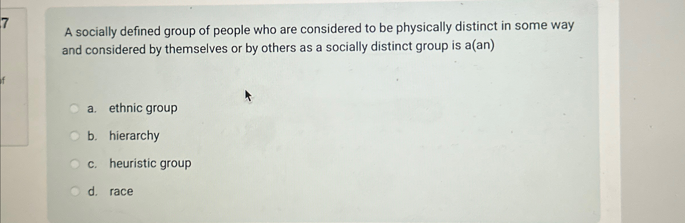 Solved A socially defined group of people who are considered | Chegg.com