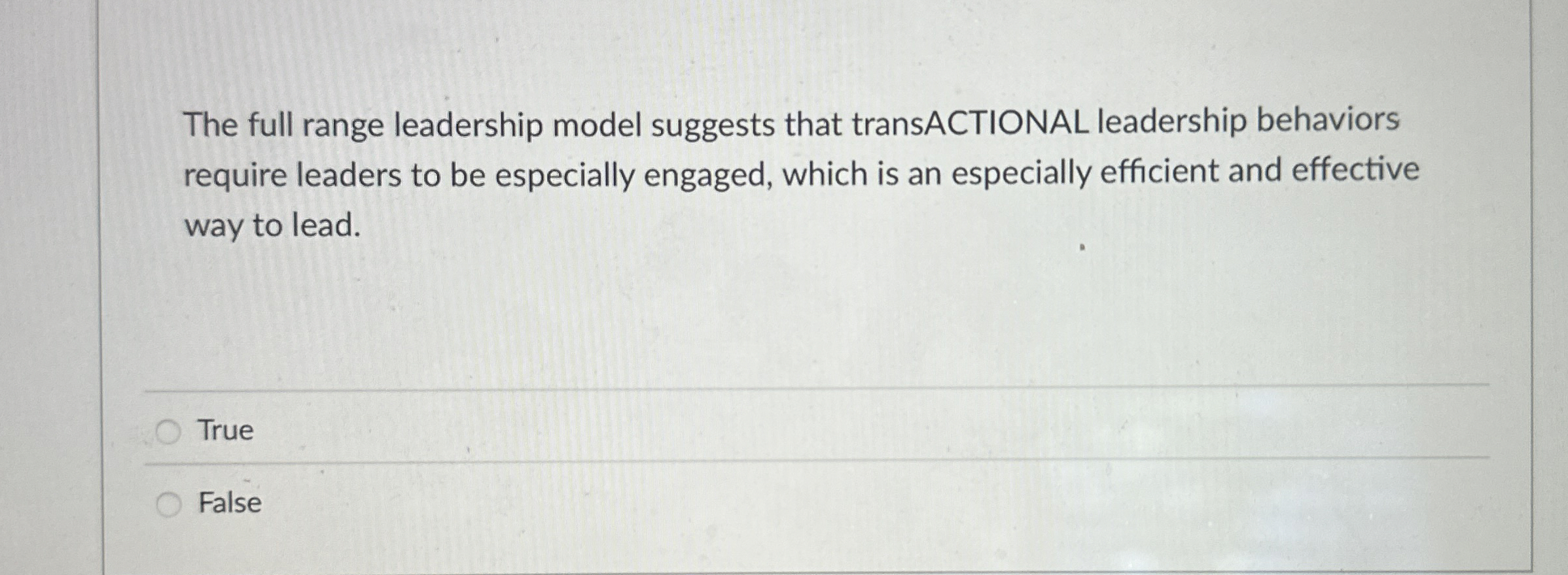 Solved The full range leadership model suggests that | Chegg.com