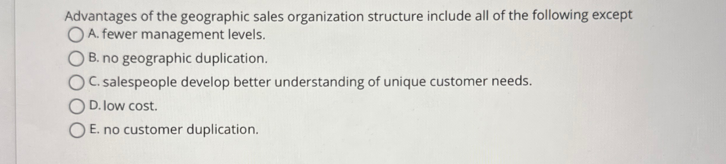 Solved Advantages of the geographic sales organization | Chegg.com