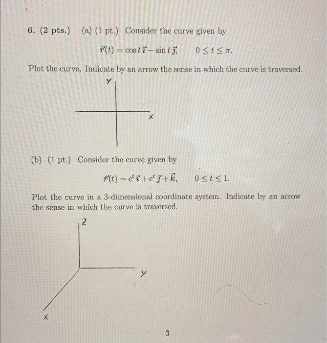 Solved 6. ( 2 pts.) (a) (1 pt. ) Consider the curve given by | Chegg.com