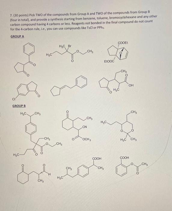 Solved 7. ( 30 points) Pick TWO of the compounds from Group | Chegg.com