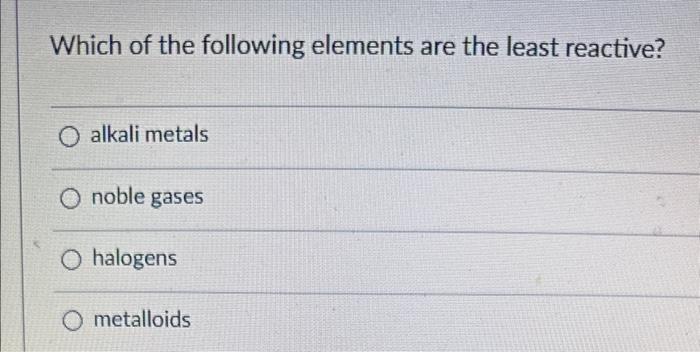 Solved Which of the following elements are the least | Chegg.com