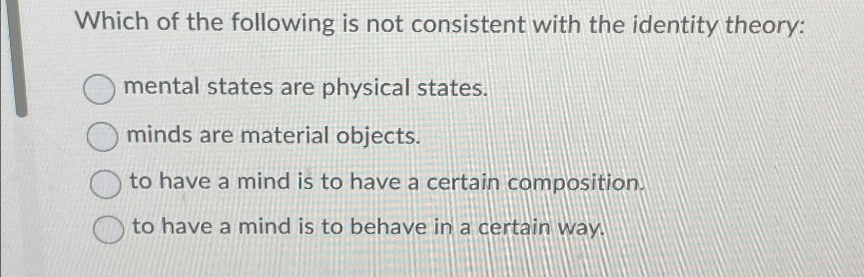 Solved Which of the following is not consistent with the | Chegg.com
