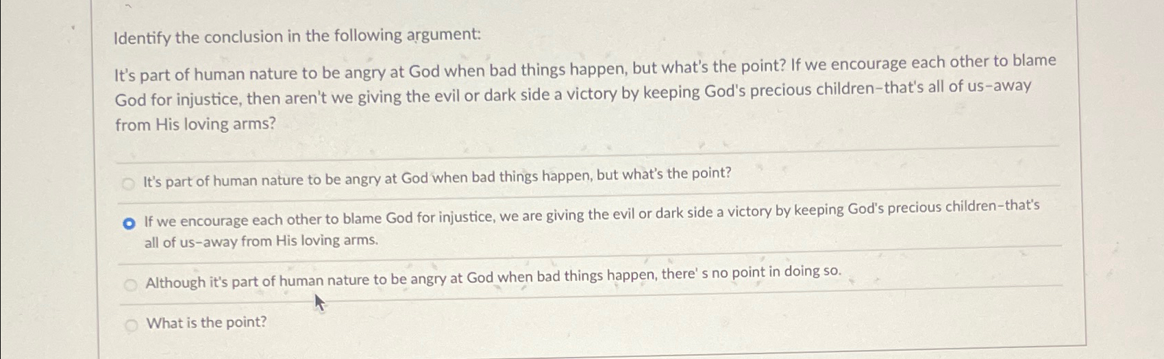 Solved Identify the conclusion in the following | Chegg.com