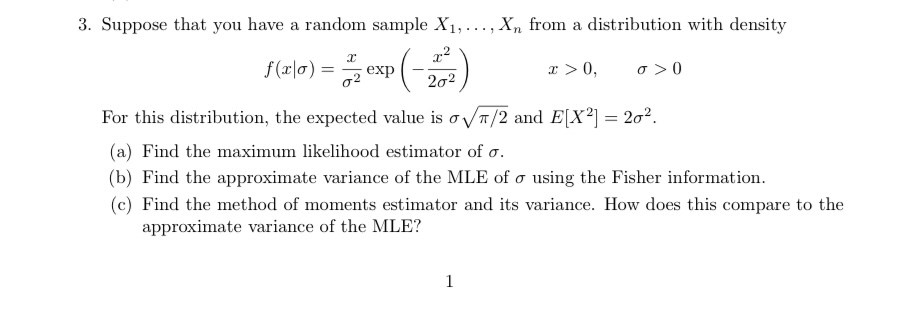 Solved Suppose that you have a random sample x1,dots,xn | Chegg.com