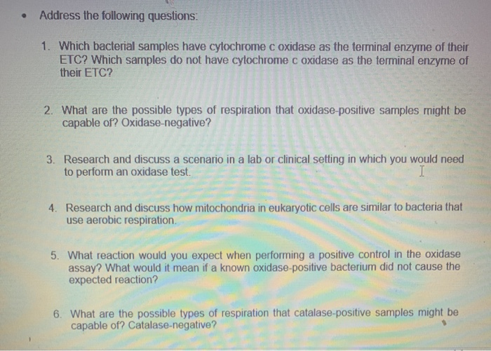 Solved Address the following questions: 1. Which bacterial | Chegg.com