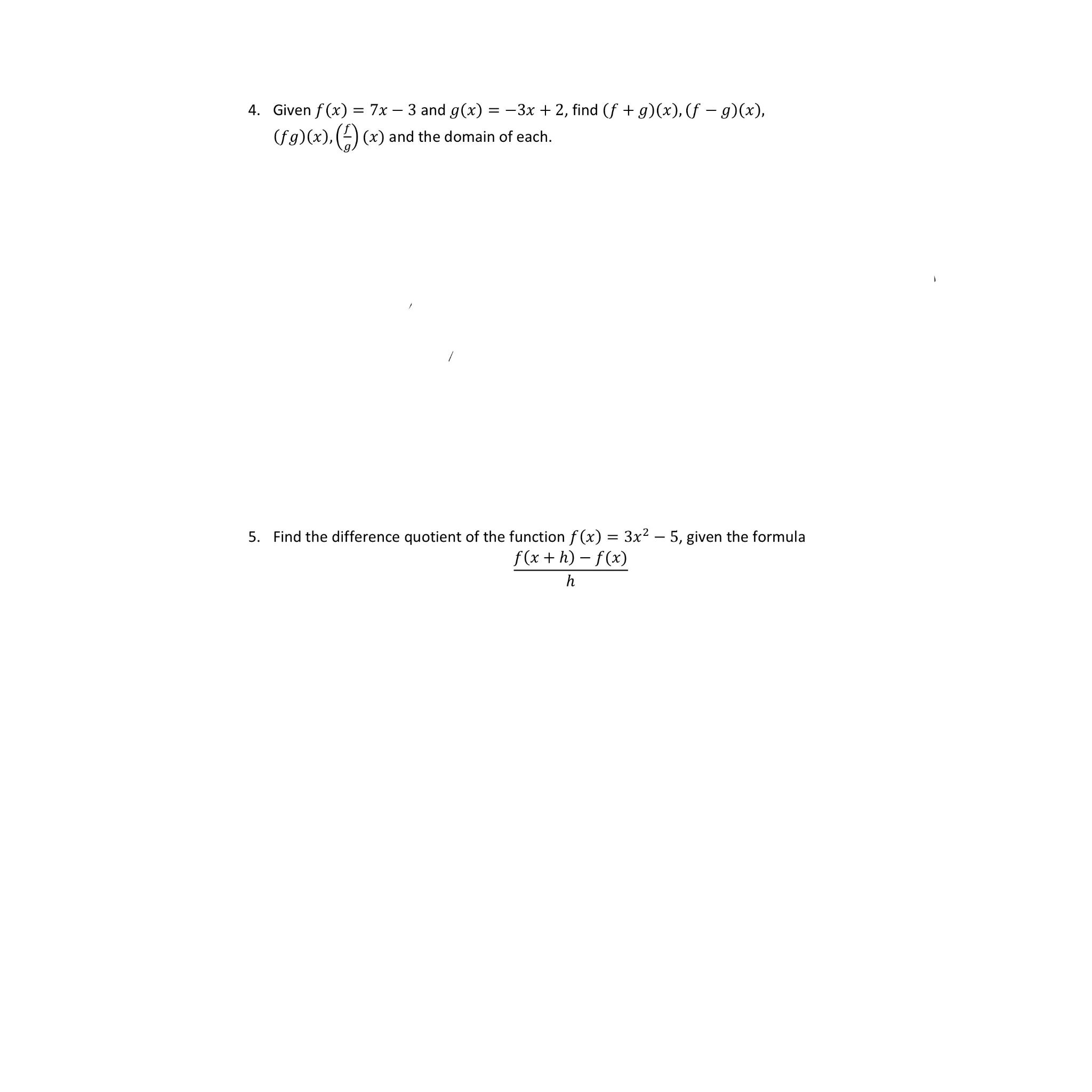 Solved Given f(x)=7x-3 and g(x)=-3x+2, find | Chegg.com