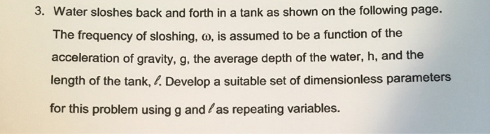 Solved 3. Water sloshes back and forth in a tank as shown on | Chegg.com