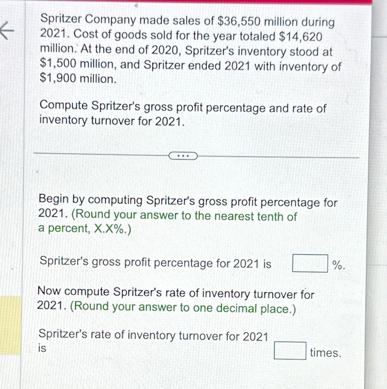 Solved Spritzer Company made sales of $36,550 ﻿million | Chegg.com