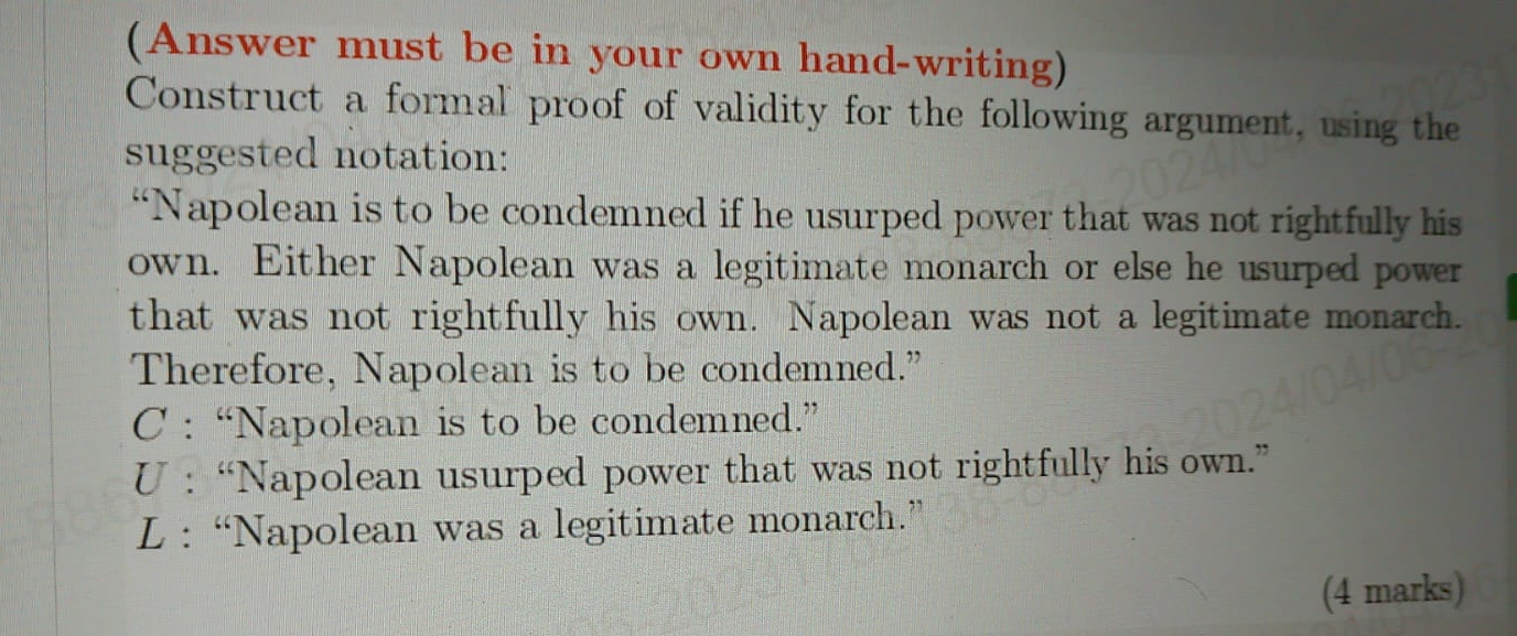 Solved (Answer must be in your own hand-writing)Construct a | Chegg.com