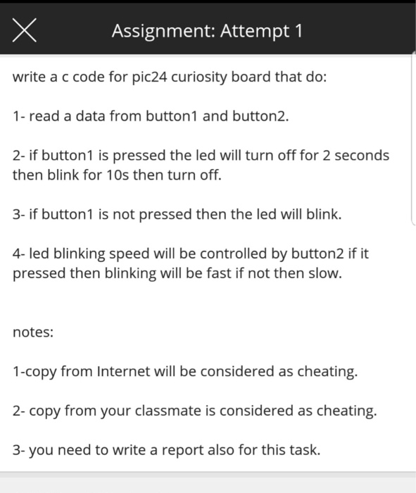 Assignment: Attempt 1 write a c code for pic24 | Chegg.com