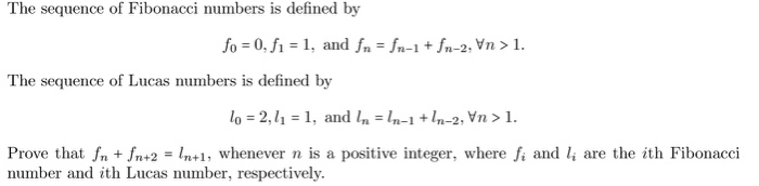 Solved The sequence of Fibonacci numbers is defined by fo = | Chegg.com