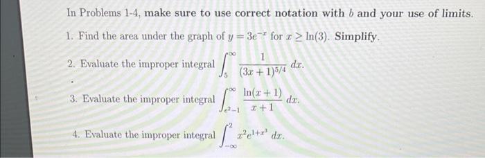 Solved In Problems 1-4, make sure to use correct notation | Chegg.com