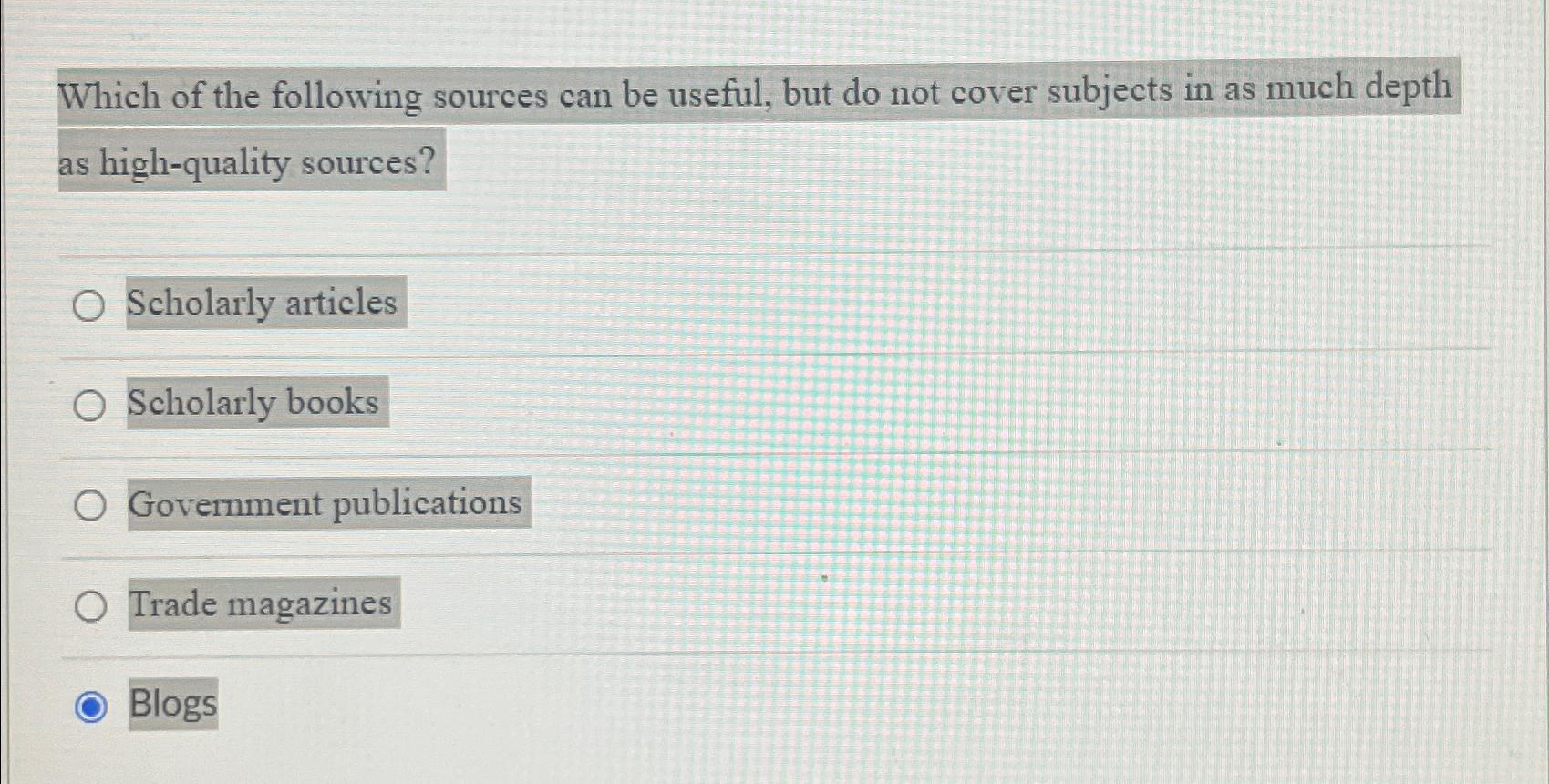 Solved Which of the following sources can be useful, but do | Chegg.com