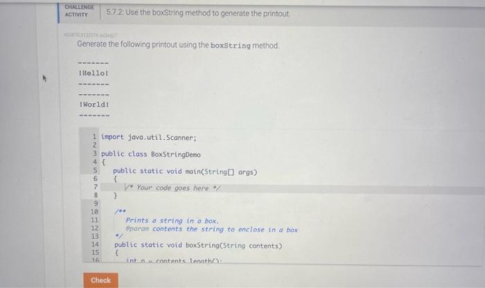 Solved Generate the following printout using the boxstring | Chegg.com