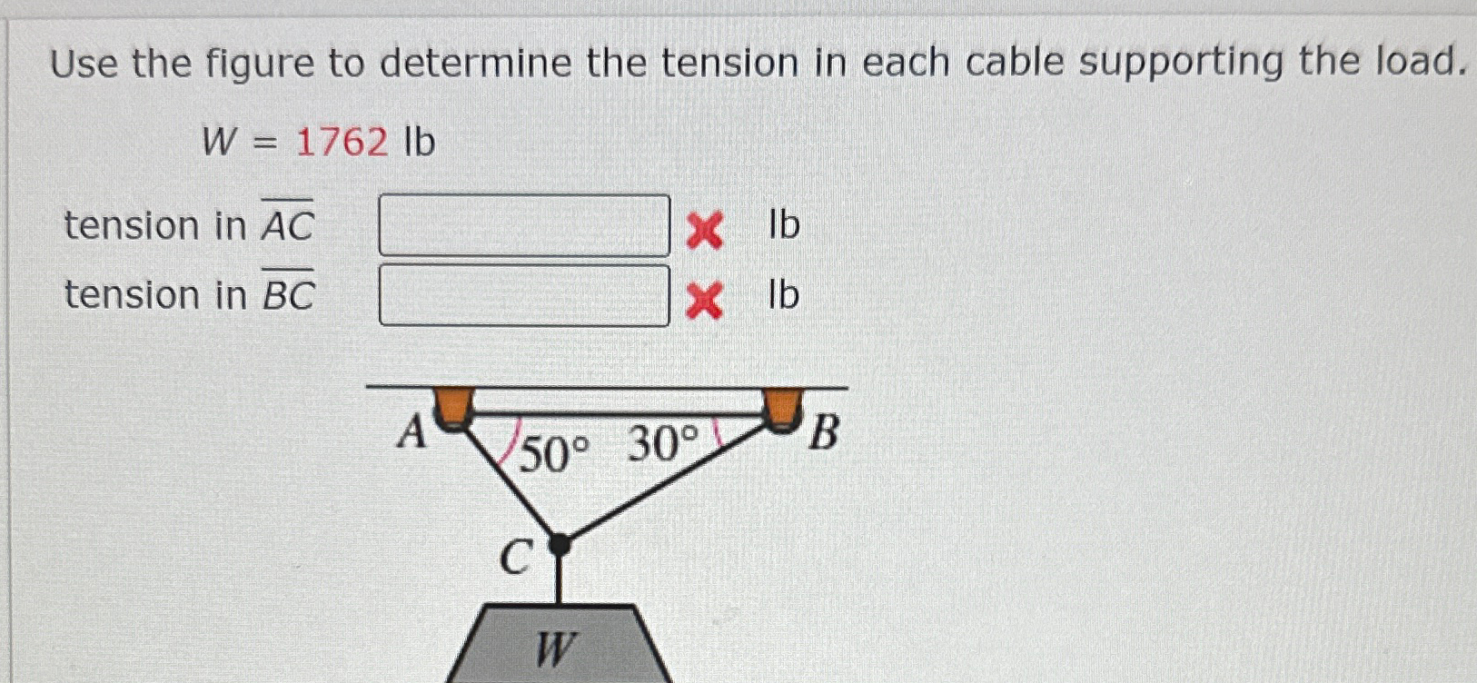 Solved Use the figure to determine the tension in each cable | Chegg.com
