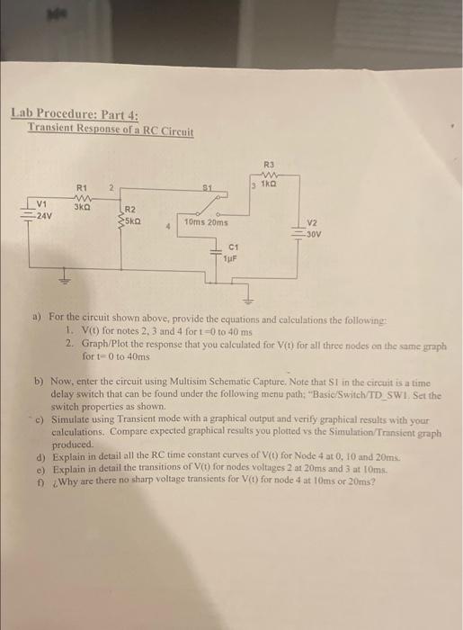 Solved Lab Procedure: Part 2: Voltage Step Response of a RC | Chegg.com