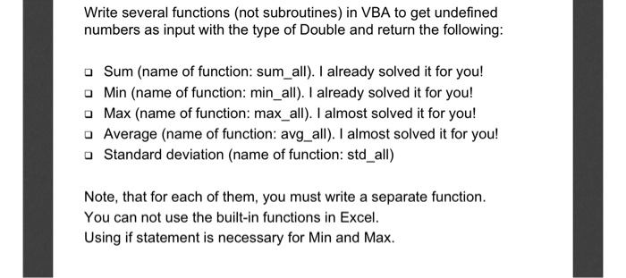 Solved create vba function code that solves any amount of | Chegg.com