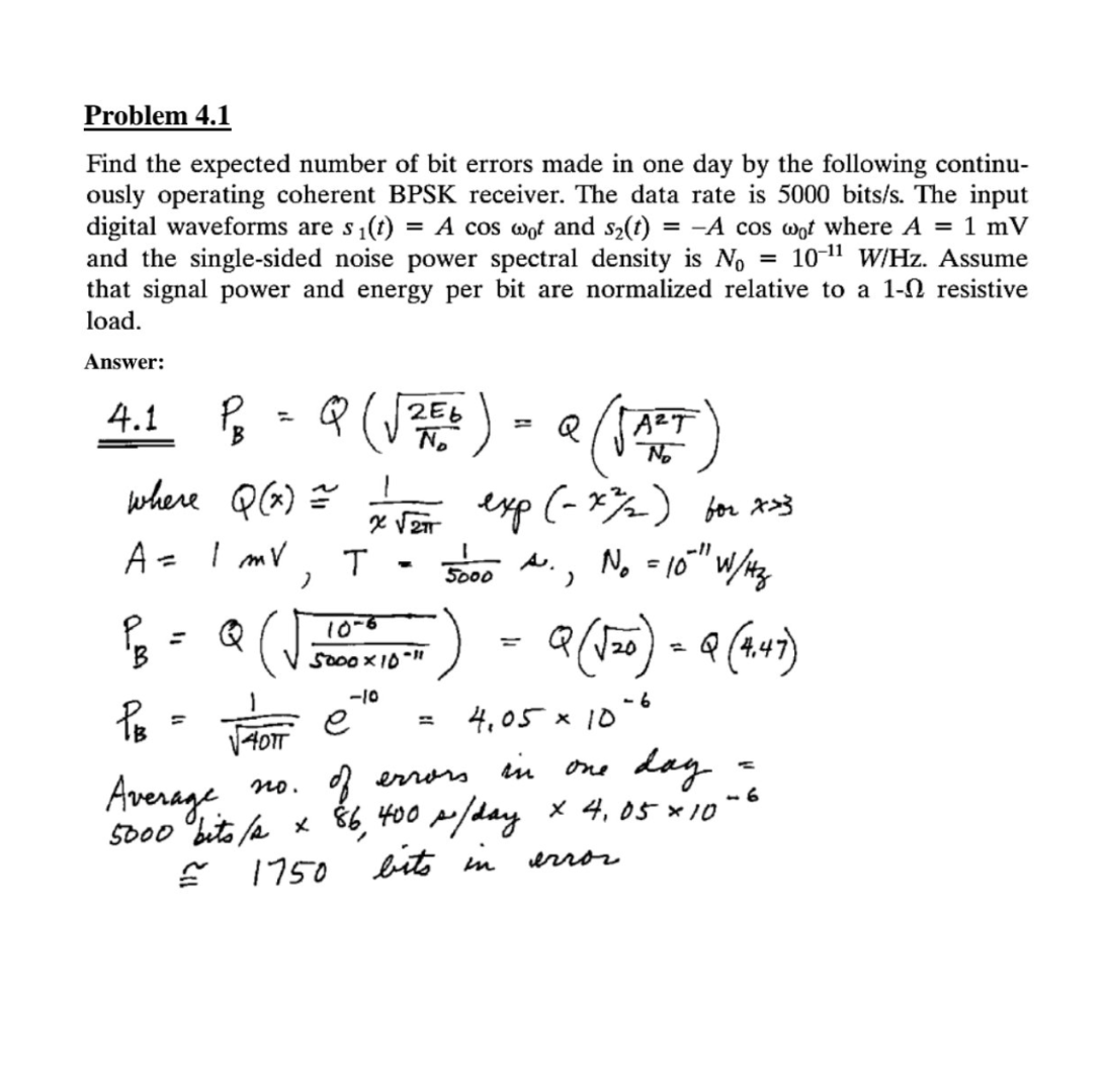 Solved Problem 4.1Find the expected number of bit errors | Chegg.com