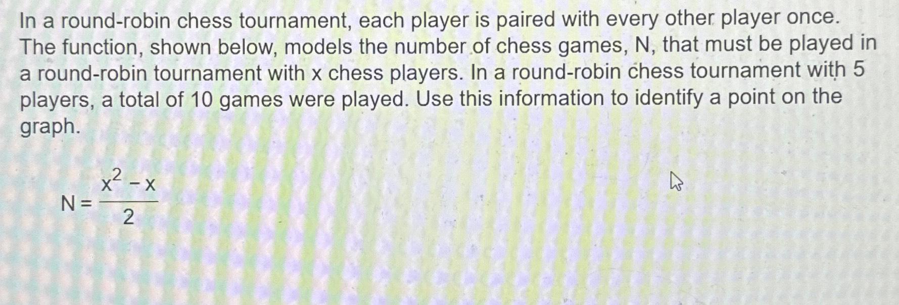 Solved In a round-robin chess tournament, each player is | Chegg.com