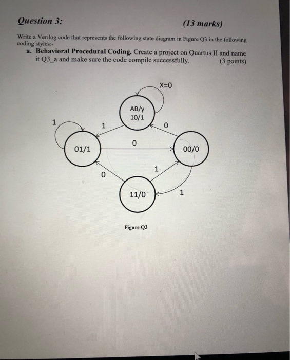 Question 3: (13 marks) Write a Verilog code that | Chegg.com
