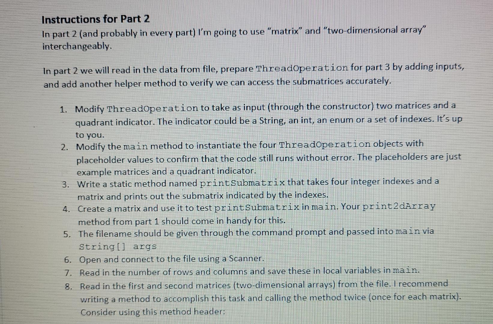Solved Instructions for Part 2 In part 2 (and probably in | Chegg.com
