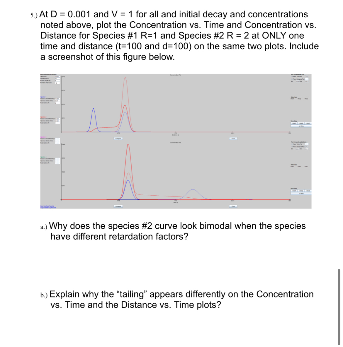 Solved 5.) ﻿At D=0.001 ﻿and V=1 ﻿for all and initial decay | Chegg.com