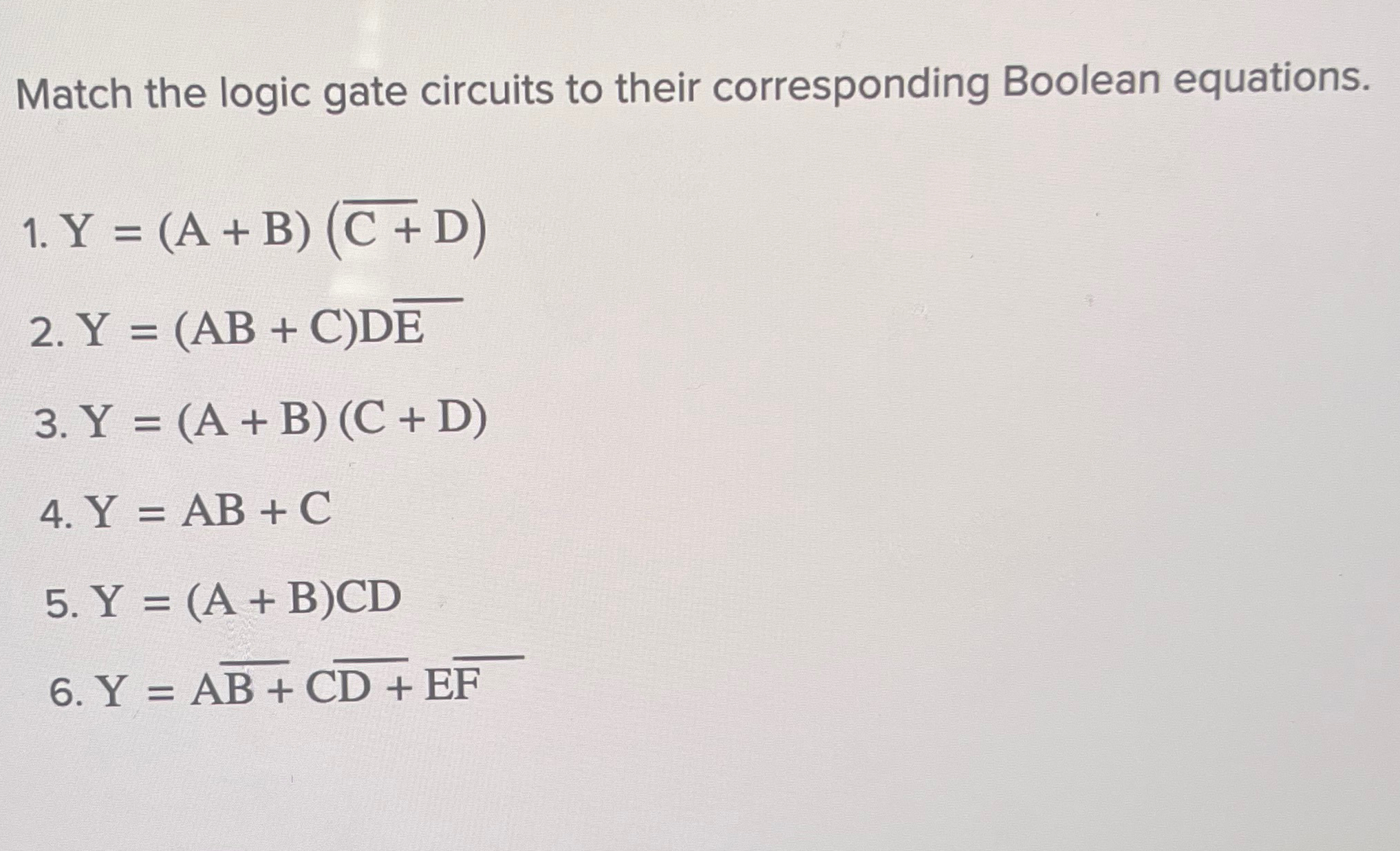 Solved Match the logic gate circuits to their corresponding | Chegg.com