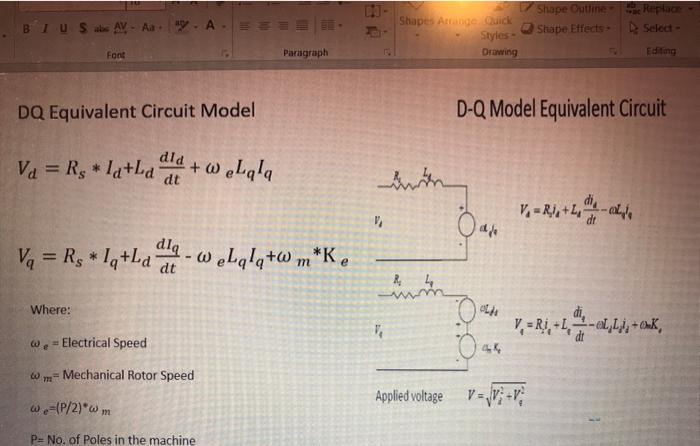 Model the IPMSM MOTOR Using the DQ Equivalent Circuit | Chegg.com
