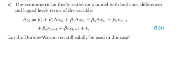 Solved e) ﻿The econometrician finally settles on a model | Chegg.com
