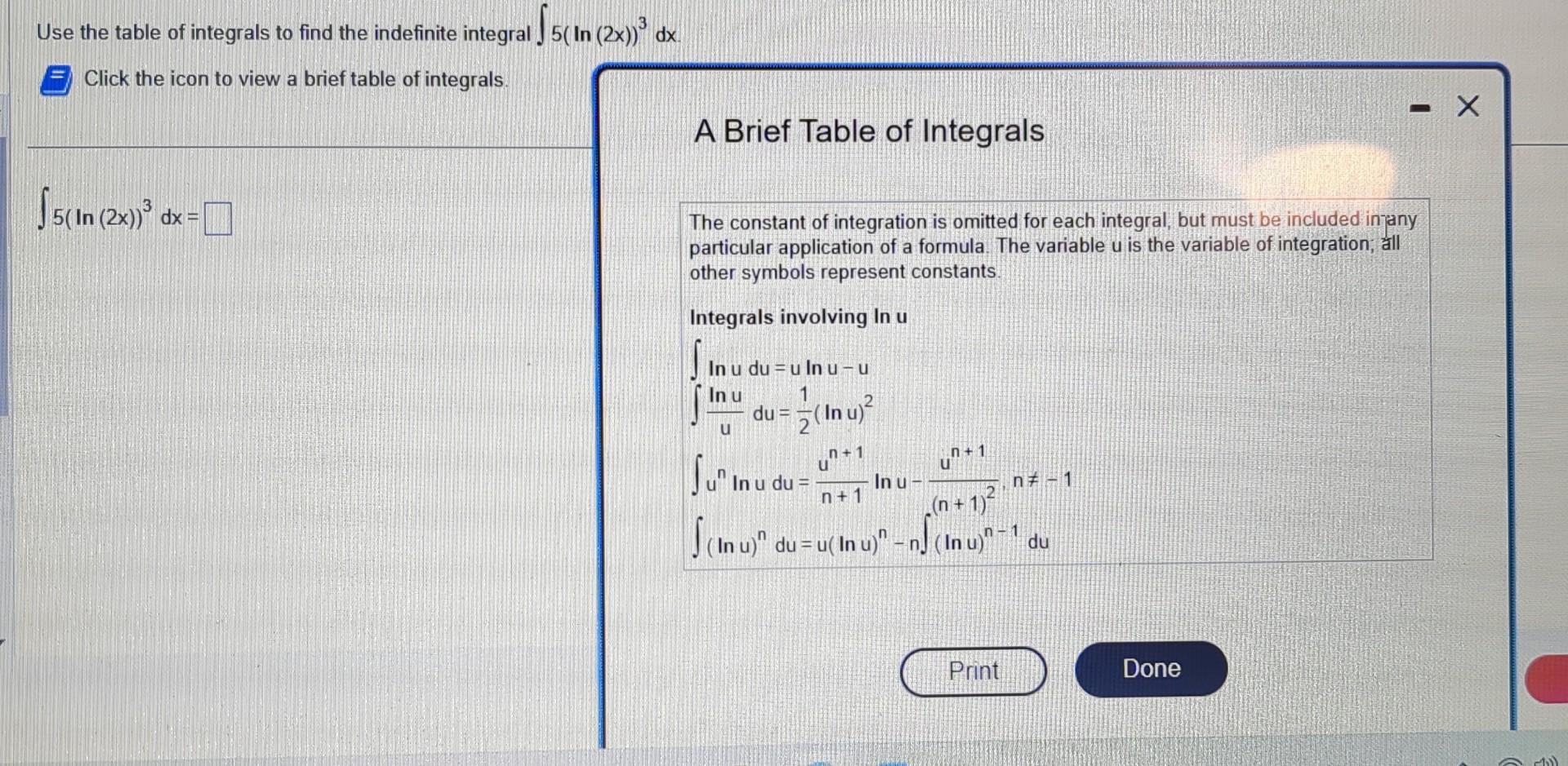 Solved Use the table of integrals to find the indefinite | Chegg.com