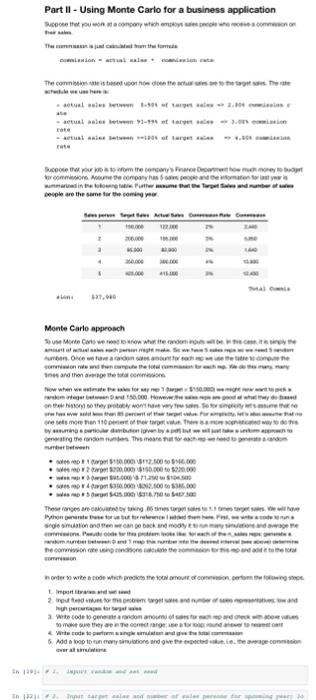Solved Part II - Using Monte Carlo for a business | Chegg.com