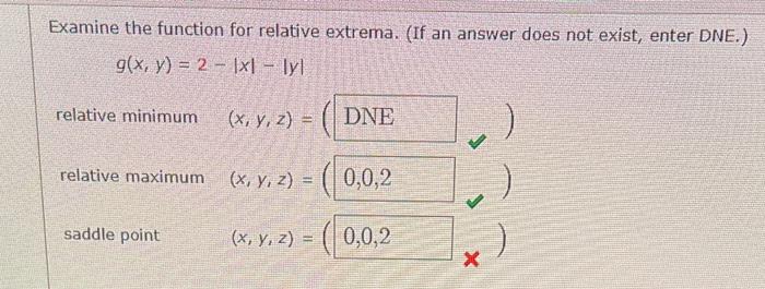 Solved Examine the function for relative extrema. (If an | Chegg.com
