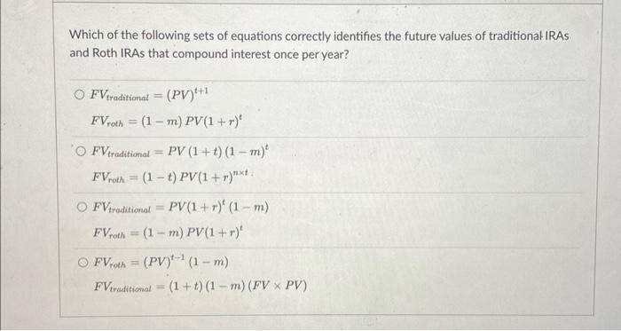 Solved Which of the following sets of equations correctly | Chegg.com