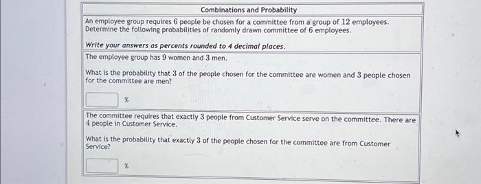 Solved Combinations and Probability An employee group | Chegg.com
