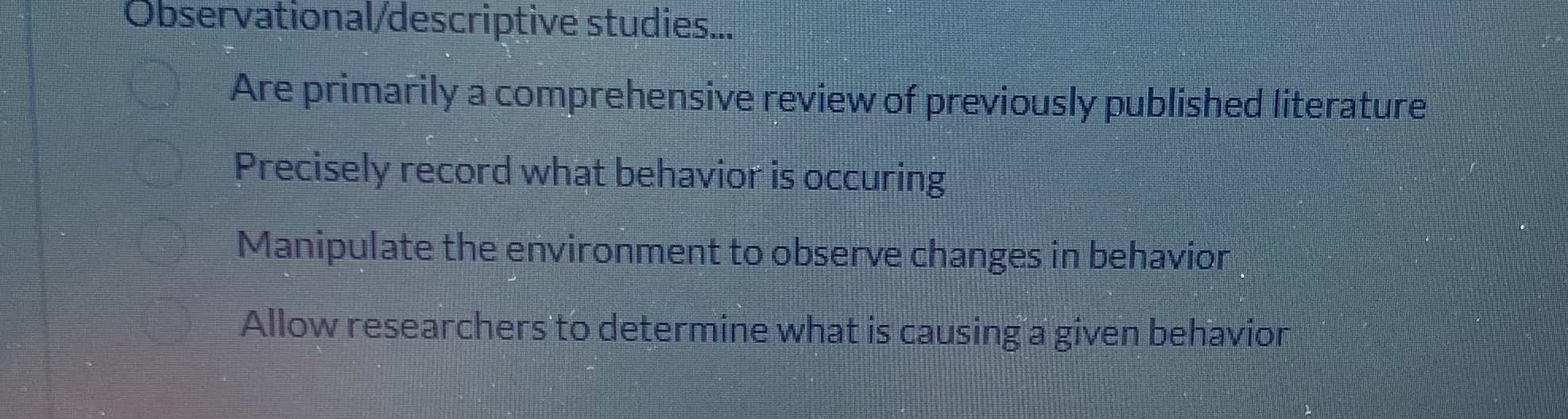 Solved Observational/descriptive studies...Are primarily a | Chegg.com