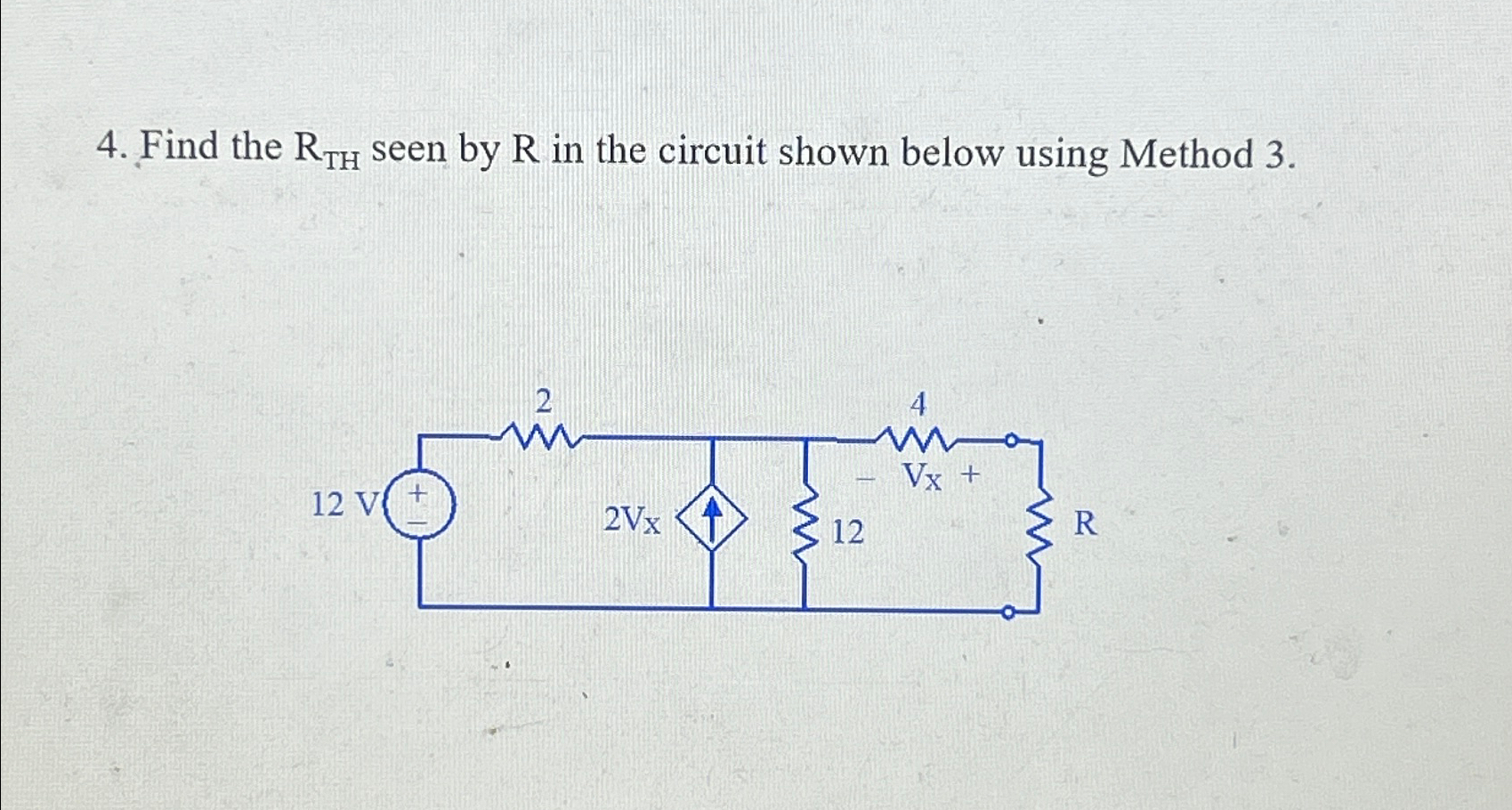 Solved Find the RTH ﻿seen by R ﻿in the circuit shown below | Chegg.com