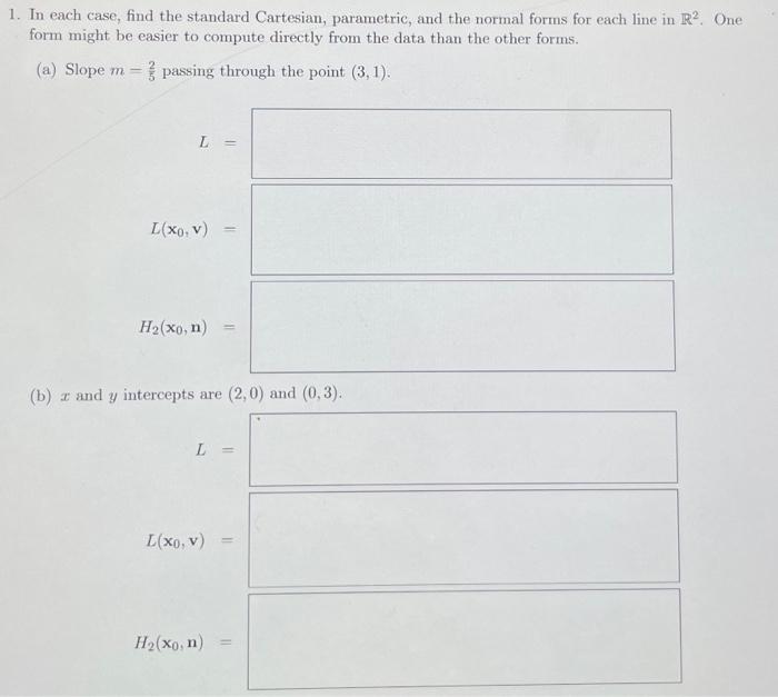 1. In each case, find the standard Cartesian, | Chegg.com