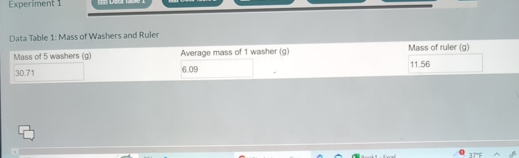 Solved Experiment 1Data Table 1: Mass of Washers and | Chegg.com Solved Experiment 1Data Table 1: Mass of Washers and | Chegg.com