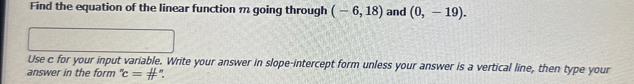 Solved Find the equation of the linear function m ﻿going | Chegg.com