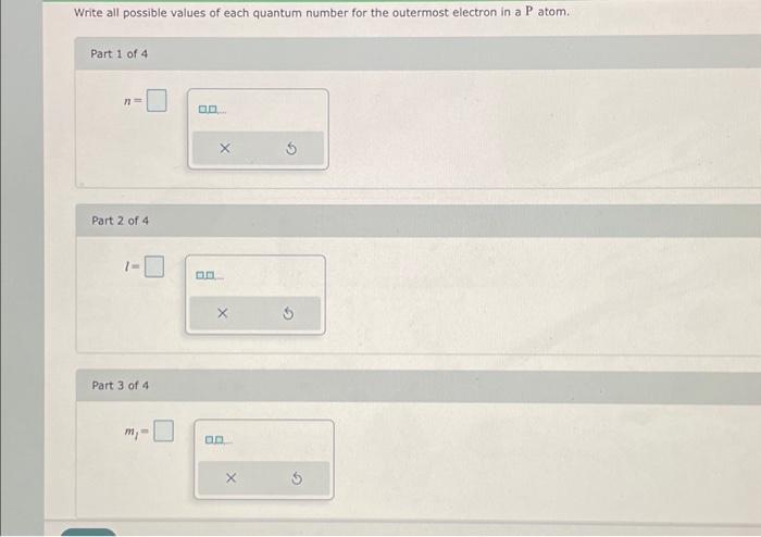 Solved C8#2 Write all possible values of each quantum number | Chegg.com