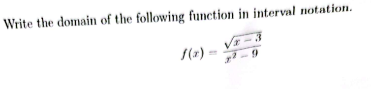 Solved Write the domain of the following function in | Chegg.com