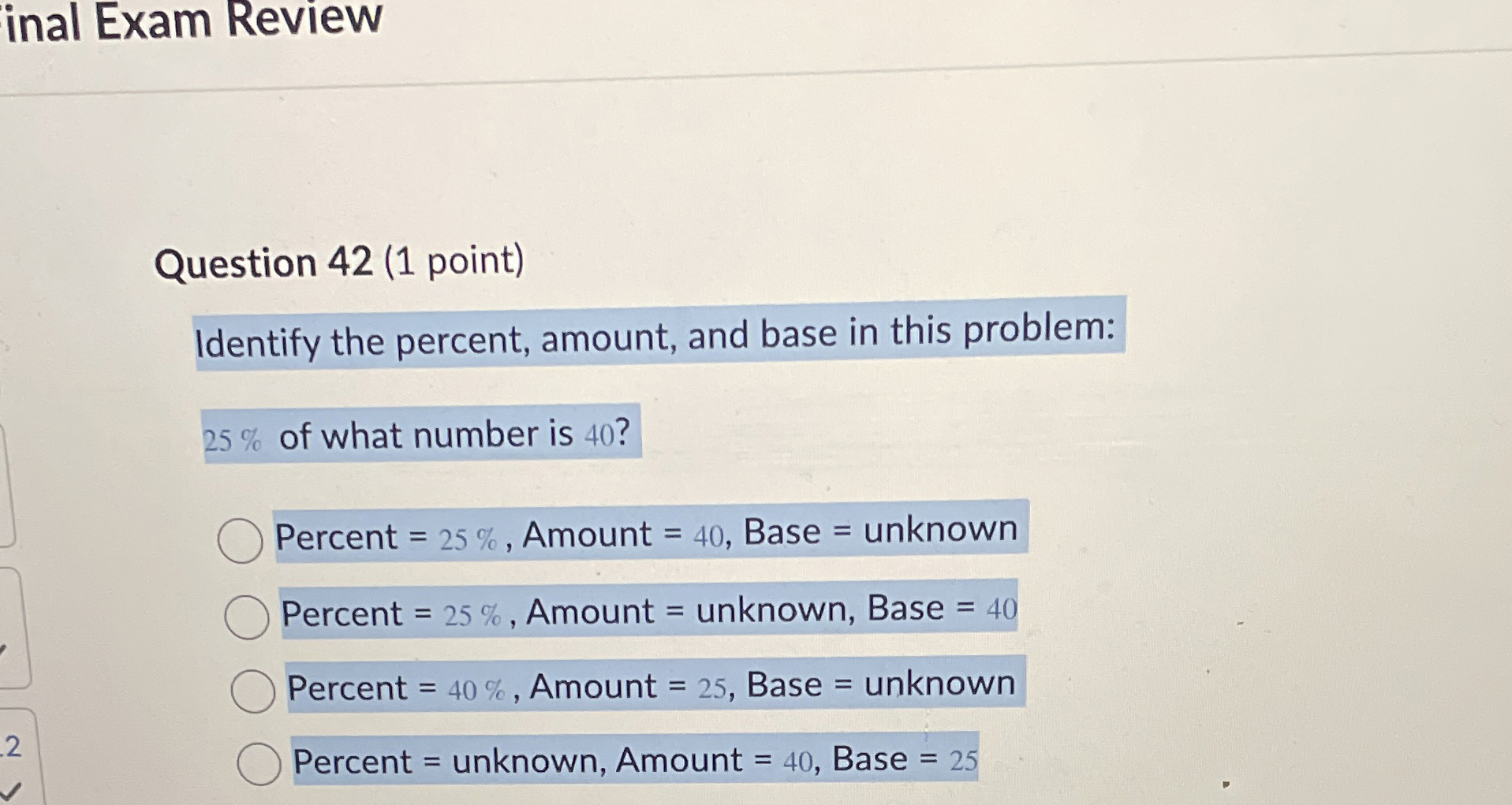 Solved inal Exam ReviewQuestion 42 (1 ﻿point)Identify the | Chegg.com