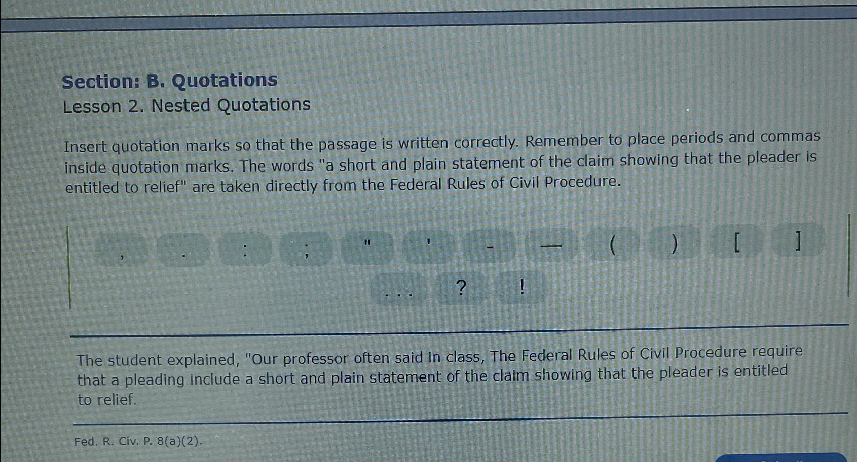 Solved Section: B. ﻿QuotationsLesson 2. ﻿Nested | Chegg.com