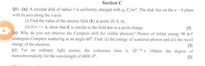 Solved Q1: -[a]: A circular disk of radius r is uniformly | Chegg.com